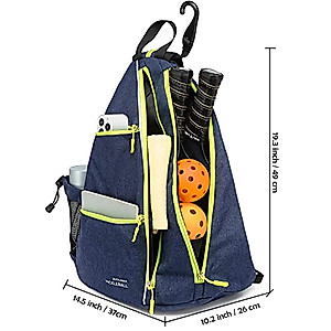OUTPLORER Pickleball Bag for Men Women Pickleball Backpack Reversible Crossbody Sling Bag Sports Pickleball Sling Bag Adjustable Pickleball Backpack with Fence Hook