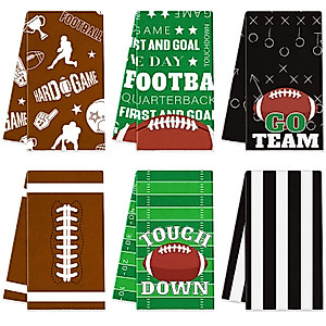Peryiter 6 Pieces Football Towel Set Cowboys Party Gift for Men Kitchen Decorative Towels Sports Gym Towels for Housewarming Gifts Cooking Baking Home, 28 x 18 in(Vivid Colors, Football)