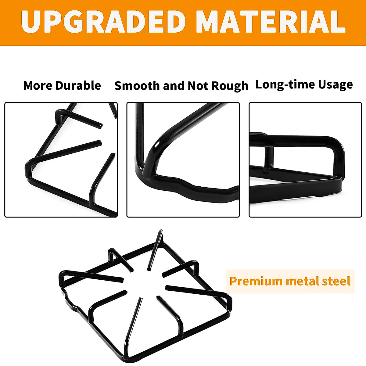 Upgraded WB31K10016 Grates Replacement Parts for GE Stove Parts Range Burner Grate WB31K10015 Stove Top Metal Steel grates for GE Cooktop Parts Kenmore Hotpoint Gas Range Parts Stove Grates 4 Pcs