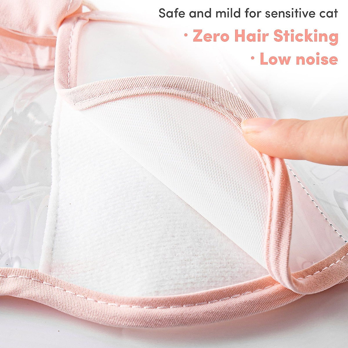 BENCMATE Cat Cone, Drawstrings Cat Cone Collar with Low Noise Fasteners, Transparent Cat Recovery Collar, Licking and Scratching Free Cone, Extra Soft Cat Surgery Collar (Pink,Small)