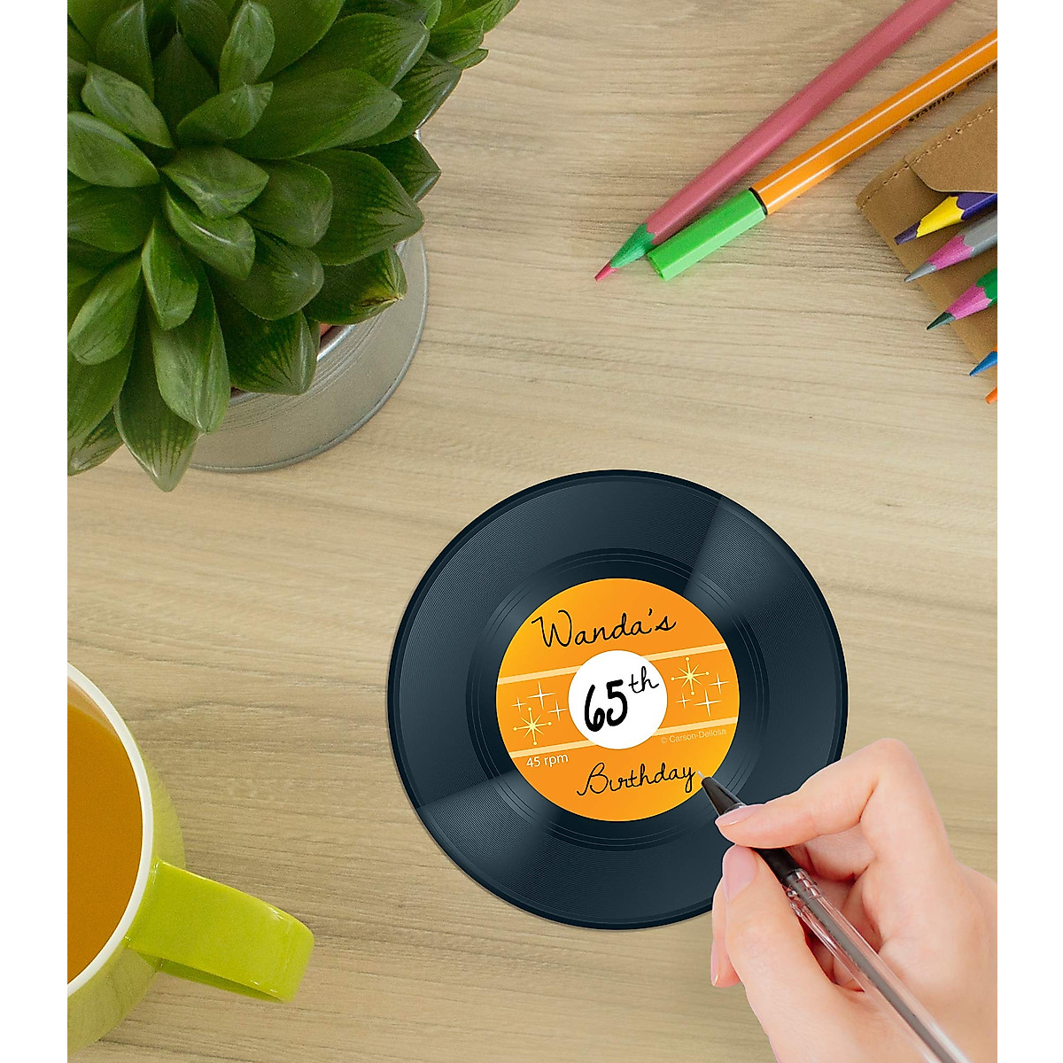 Carson Dellosa Colorful 45 Piece Vinyl Records Bulletin Board Cutouts, Colorful Vinyl Records Bulletin Board Decorations, Paper Records Music Classroom Décor