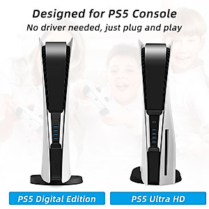 Wigearss 5 in 1 USB Hub for PS5, USB High-Speed Expansion Hub Charger USB Extender Compatible with PS5 Console - Black (Not for PS5 Slim)