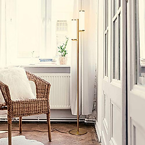 Brightech Gemini Floor Lamp, Dimmable Standing Lamp with Two Lights for Bedroom Reading, Modern Tall Tree Lamp for Offices, Mid-Century LED Lamp for Living Rooms, Great Living Room Decor - Gold/Brass