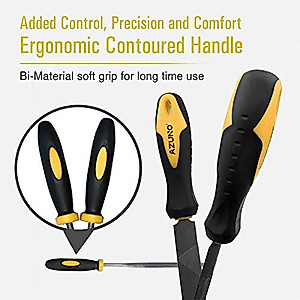 AZUNO 19Pcs Metal File Set in Premium Grade T12 Drop Forged Steel with Carry Case, 4Pcs Flat/Triangle/Half-Round/Round Large Files and 14pcs Needle Files and 1 Steel Brush