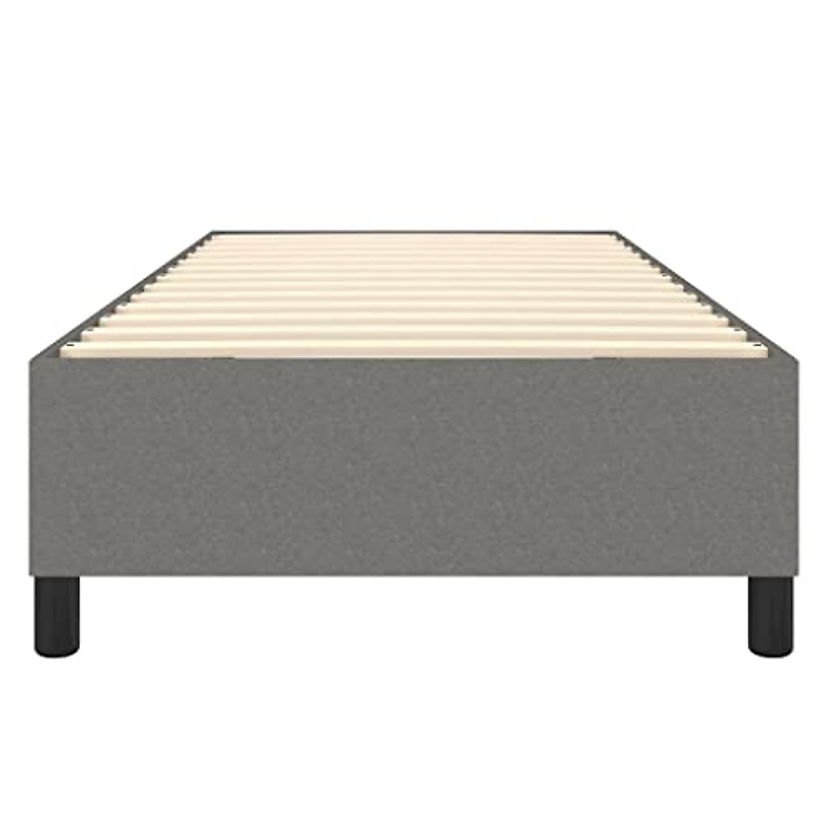 vidaXL Box Spring Bed Frame Home Indoor Bedroom Bed Accessory Wooden Upholstered Single Bed Base Furniture Dark Gray 39.4"x74.8" Twin Fabric