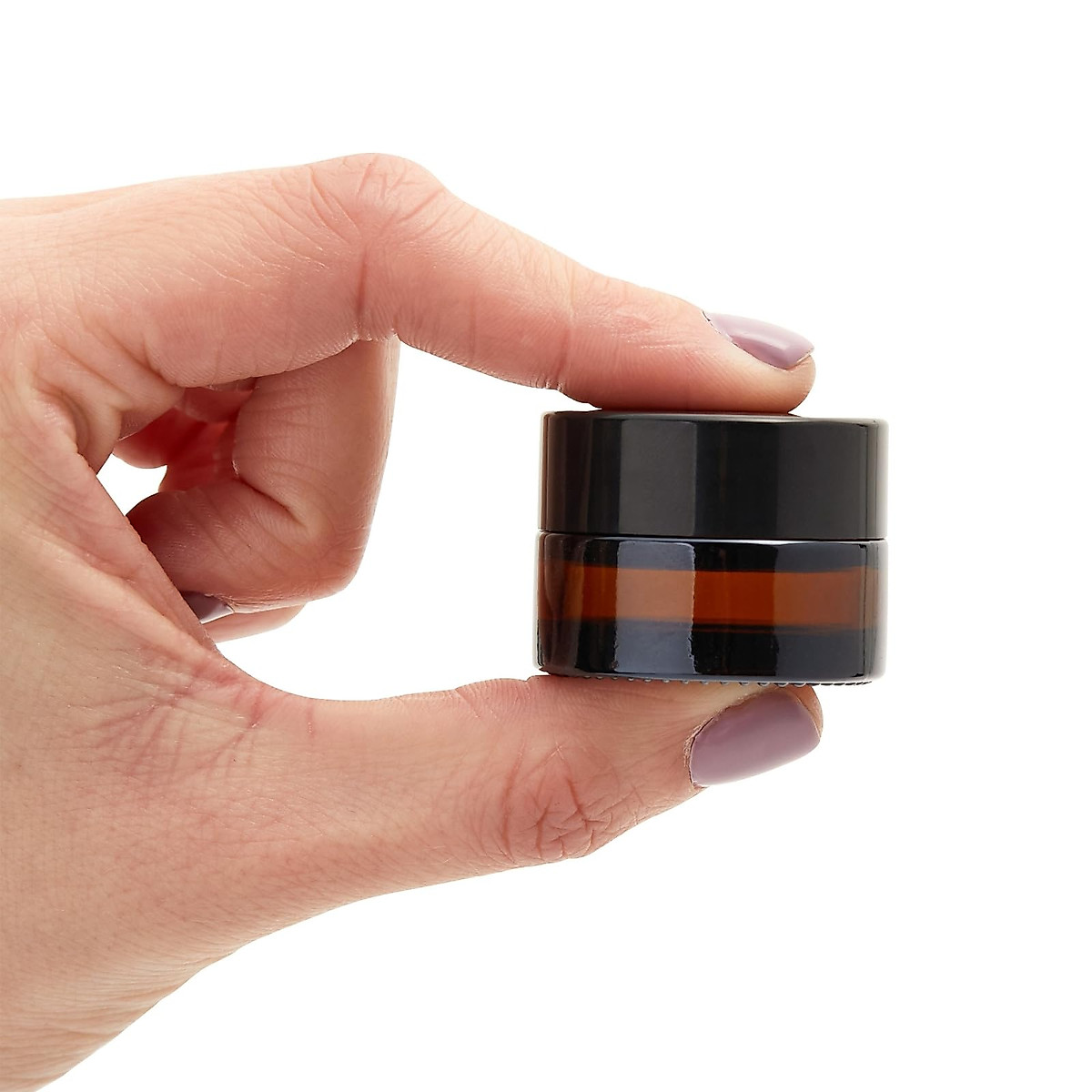 Juvale 5ml Amber Glass Jars with Lids and 6 Spatulas for Beauty Product Samples, Lip Balm, Lotion, Essential Oils, Face Creams (1.4 x 1 In, 24 Pack)