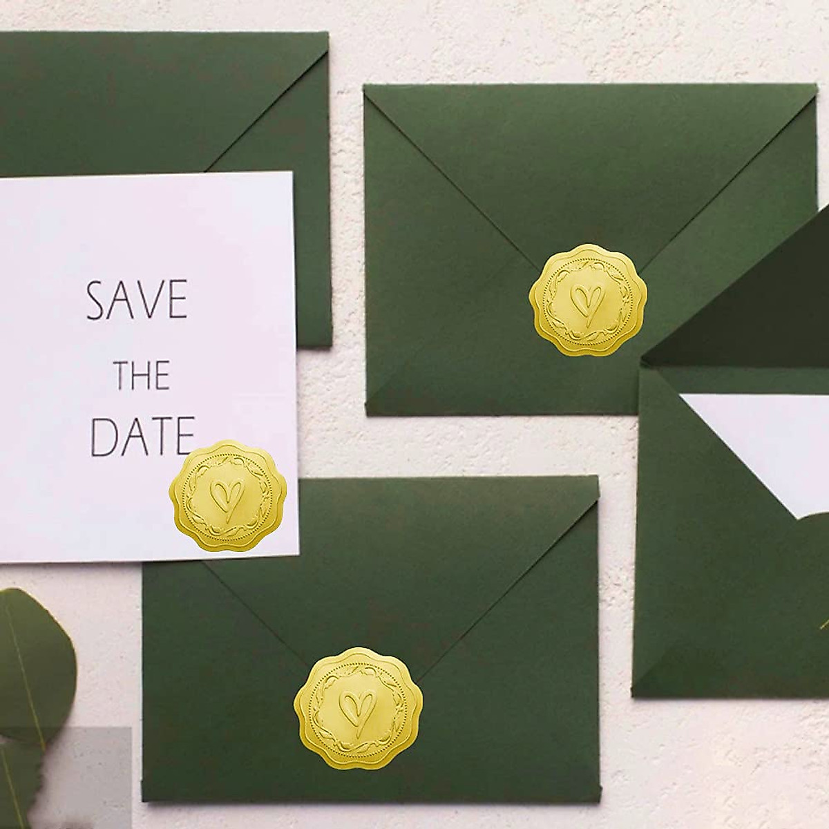 300 Parks Gold Heart Stickers Gold Embossed Heart Envelope Seals Wax Stickers Gold Embossed Envelope Stickers - Gold Stickers for Envelopes, Wedding Stickers Greeting DIY Decoration