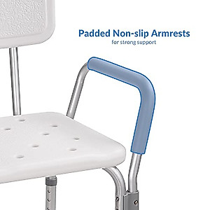 AW Medical Bath Shower Seat Adjustable Height Bathtub Bench Chair Stool with Armrest Back for Safety Support 220lbs