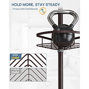 SEIRIONE Rustproof Shower Corner Caddy Organizer for Bathroom,Tension Pole with 4 Baskets, for Bathtub Storage Rack,39.2 to 113 Inch Height, Bronze