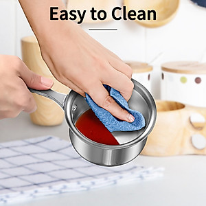 Macevia Mini Sauce Pan with Lid,Stainless Steel Butter Warmer Mini Pan Cooking Sauce Stay-Cool Handle For All Stoves Multipurpose Use for Home Kitchen or Restaurant (13.8oz/320ml) - Silver