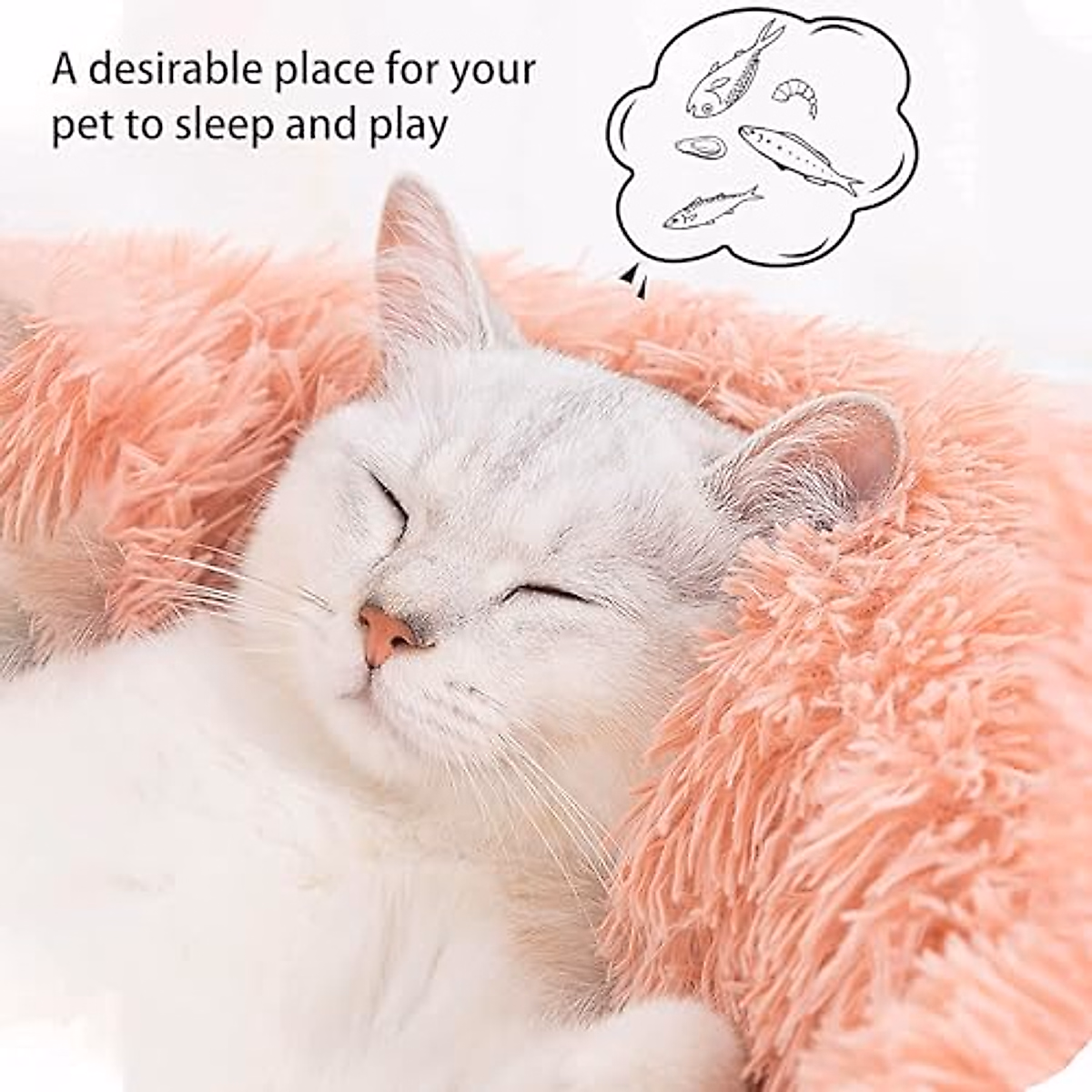 Geizire Anti Anxiety Round Fluffy Plush Faux Fur Warm Washable Cat Bed & Dog Bed, Washable Calming Cat Bed, Soft Cozy Cuddler Joint-Relief Dog Bed