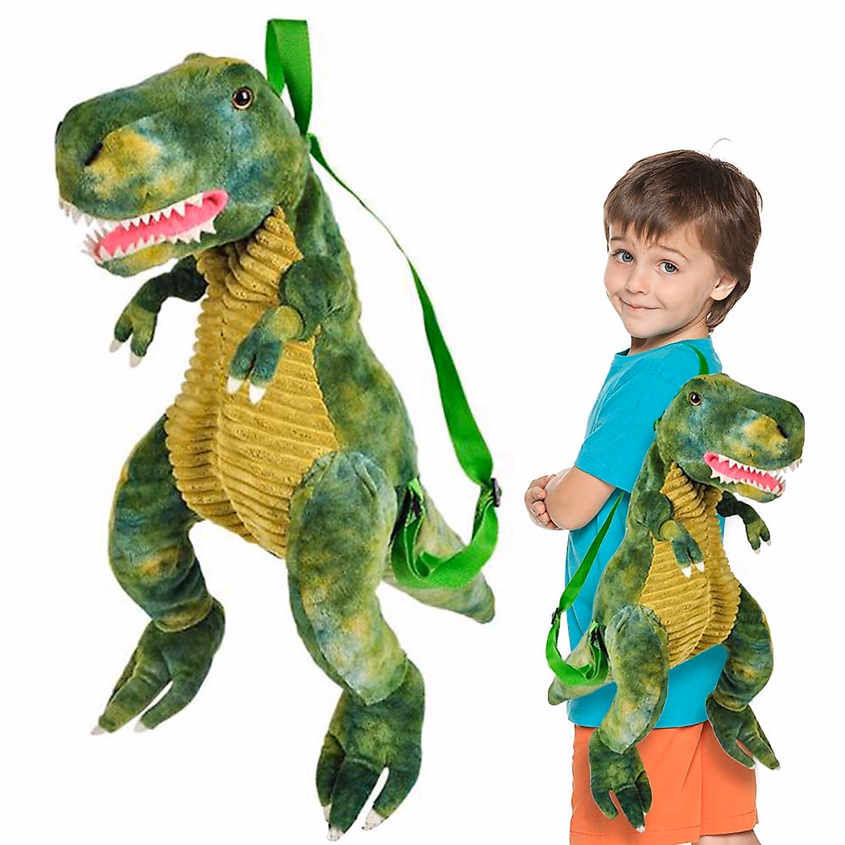 ArtCreativity Plush T-Rex Backpack for Kids, 1PC, Dinosaur Bag for Kids with Adjustable Straps and Zipper, Cool Dinosaur Costume Accessories for Boys and Girls, Dinosaur Gifts for Boys and Girls