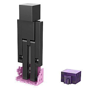 Mattel Minecraft Enderman Action Figure, 3.25-in, with 1 Build-a-Portal Piece & 1 Accessory, Building Toy Inspired by Video Game, Collectible Gift for Fans & Kids Ages 6 Years & Older