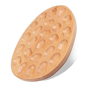 24-Hole Egg-Shaped Deviled Egg Platter, Reversible Wooden Egg Tray,Grilled Cheese Serving Holder, Birthday Celebration, Easter, Thanksgiving