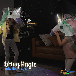 Pragmatic Kids DIY Glowing Horn Unicorn Costume - Creative Unicorn Craft Light Up Dress - Unicorn Arts and Crafts Activities for Kids, Beautiful Glowing LED Light