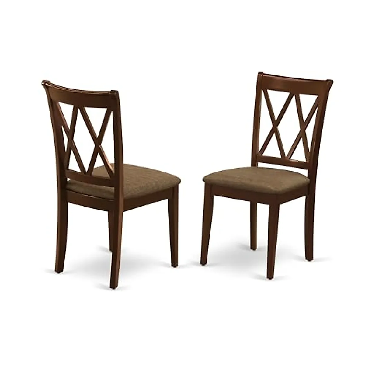 East West Furniture DMCL5-MAH-C 5 Piece Kitchen Table Set for 4 Includes a Round Dining Table with Dropleaf and 4 Linen Fabric Dining Room Chairs, 42x42 Inch, Mahogany