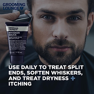 Grooming Lounge Whisker Sauce Beard Conditioner - Conditioning Beard and Skin Lotion - Eliminates Itching and Flaking - Enables Easy Combing and Styling - No Parabens - Cruelty Free - 4 oz