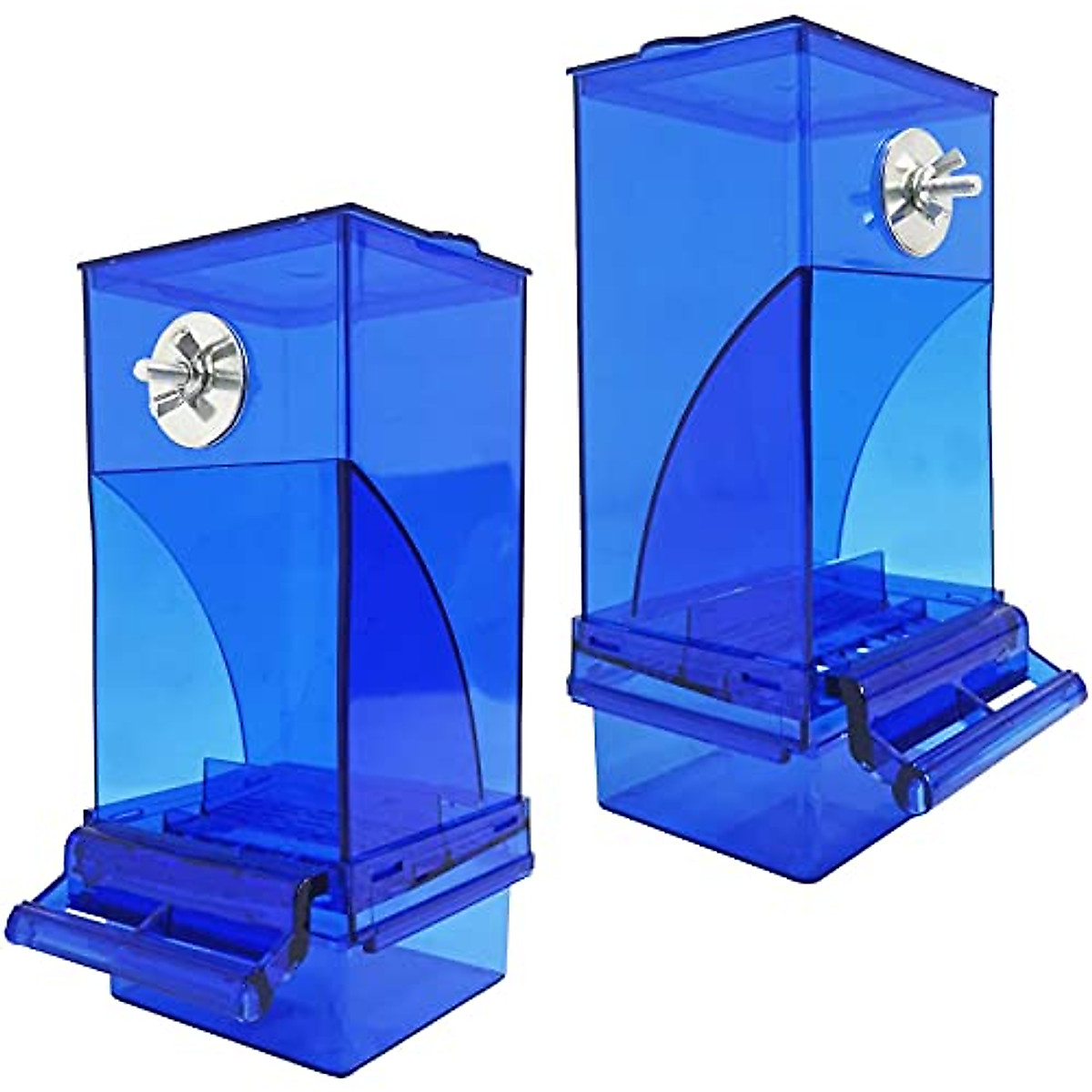 Kathson No-Mess Bird Cage Feeder Automatic Parrot Feeders Seeds Container Acrylic Finch Foraging Feeders Parakeet Food Dispenser Cage Accessories for Small Birds Canary Budgie Lovebirds