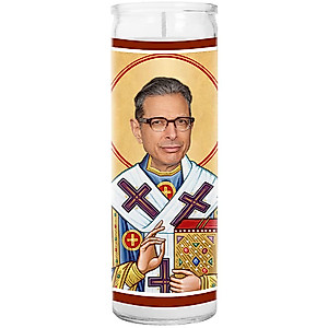 Goldblum Celebrity Prayer Candle - Funny Saint Candle - 8 inch Glass Prayer Votive - 100% Handmade in USA - Novelty Celebrity Gift