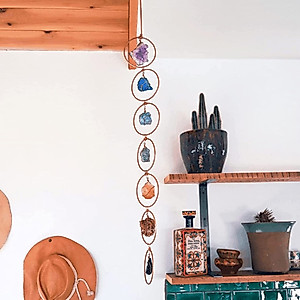 Raw Crystal 7 Chakra Gemstone Wall Decor, Large Crystal Gemstone Decor, Wall Hanger Meditation Hanging Ornament, Handmade Pendant for Birthday Gift Window Wedding Souvenir