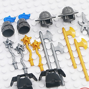 Knights People Accessories Building Block - Medieval Weapon Armor Swords Helmet Horse, Castle Knight Shield Spear, MOC Bricks Parts Toys Sets for Boys
