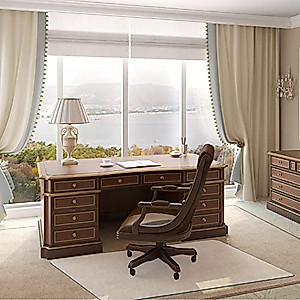 FARUIFETT 45" x 53" Office Chair Mat for Carpet, Heavy Duty Tempered Glass Chair Mats for Hardwood Floors, Computer Desk, Effortless Rolling, Easy Clean, Not Prone to Scratches