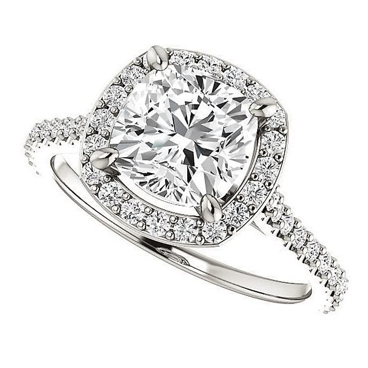 JEWELERYN 3 CT Cushion Colorless Moissanite Engagement Rings Set for Women/Her, Wedding Bridal Ring Set,Eternity Sterling Silver Solid Diamond Solitaire Prong Anniversary Promise Gift for Ring (6.5)