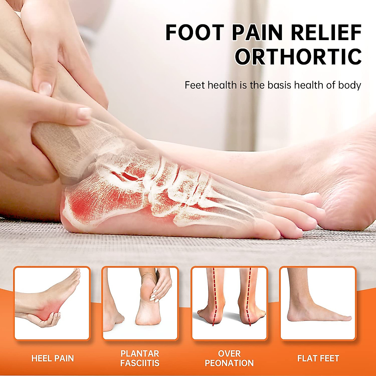 Walkomfy Plantar Fasciitis Insoles High Arch Support Shoe Inserts, Pain Relief Orthotics for Foot Pain,Flat Feet,Metatarsalgia, Work Boot Insoles for Men Women, All Day Support and Comfort