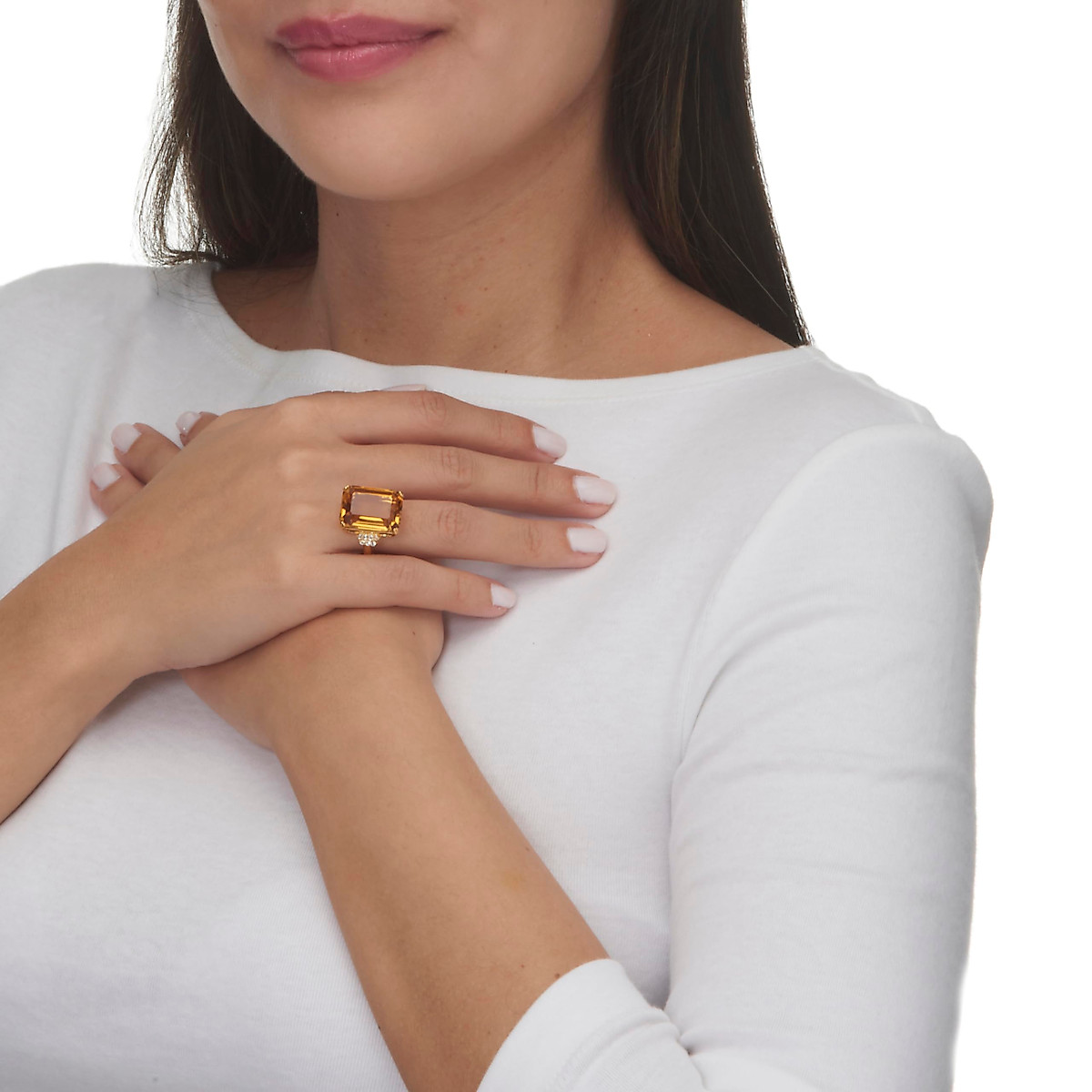 PalmBeach 18K Yellow Gold Plated Sterling Silver Genuine Black Onyx Blue Topaz or Yellow Citrien and White Topaz Cocktail Ring Size 7