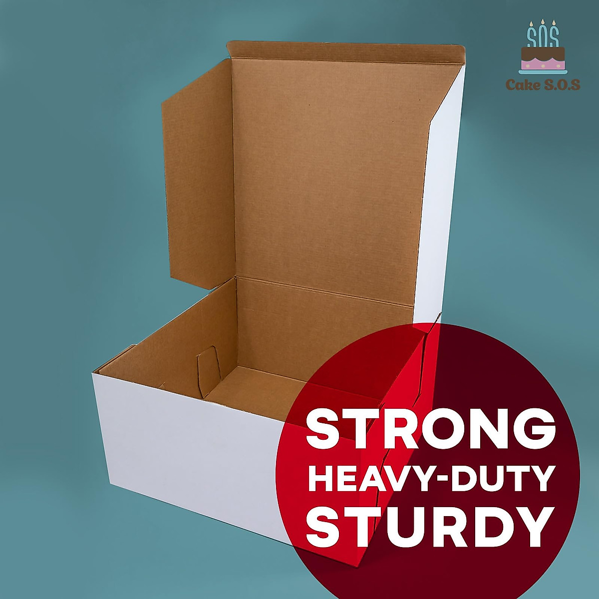 12x12x6 inches Corrugated Heavy-Duty White/Brown Sturdy Kraft Cake Boxes (50-Pack)