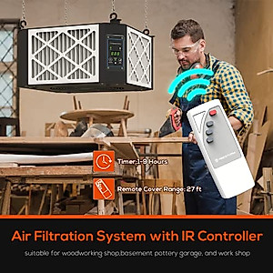 ABESTORM 360 Degree Intake Air Filtration System Woodworking -(1350 CFM) Hanging Air Filter with Strong Vortex Fan for Wood Workshop, Garage, Shop Dust Collectors, Up to 1700 sq. ft, DecDust 1350