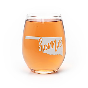 Oklahoma State Stemless Wine Glass - Oklahoma Gift, Oklahoma Wine Glass, Oklahoma Fan Gift