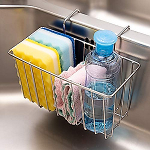 Kitchen Sponge Holder, Kitchen Sink Caddy, Stainless Steel Rust Proof Kitchen Brush Soap Dishwashing Liquid Drainer Rack