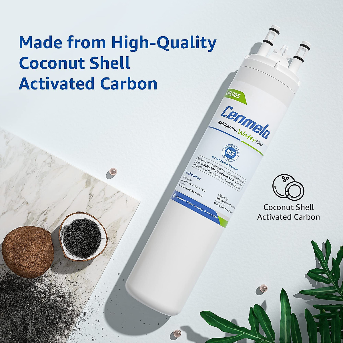 Cenmela CML005 Compatible with Frigidaire ULTRAWF, Pure Source Ultra, Kenmore 9999, 469999, 46-9999, A0094E28261, 242017801, 241791601 Water Filter, Height 11 inches, Pack of 1