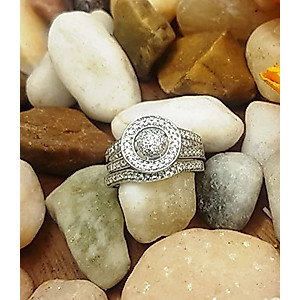 Dazzlingrock Collection Round White Diamond Halo Split Shank Wedding Ring Set for Women (0.50 ctw) in 925 Sterling Silver Size 7