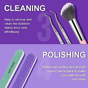 TsMADDTs 13PCS Manicure and Pedicure Tools Kit, Nail Files and Buffers Block, Polish Buffer, Cuticle Nippers, Cuticle Pusher and Peeler, File and Lifters for Toenails