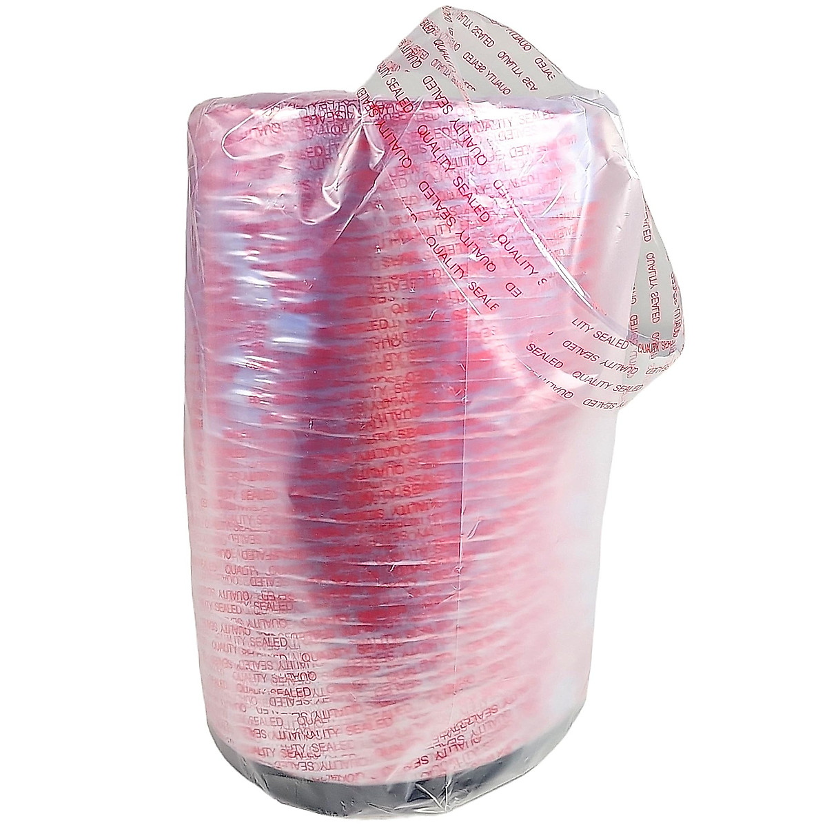 PACTOGO Clear with Red Safety Print Shrink Bands - Fits Round Plastic Soup/Deli Containers Sizes 8-32 Ounces (Pack of 250)