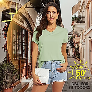 TACVASEN Womens T-Shirts Short Sleeve Shirts Summer Shirt Swim Shirts Rash Guard Quick Dry T Shirt Athletic Shirts Sun Protection Shirt Workout Shirts UV Shirts for Women Light Green