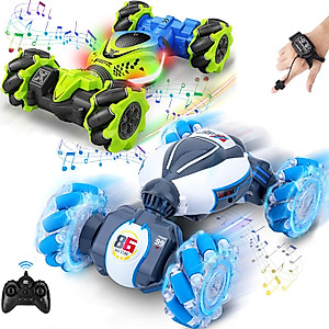 Fosgoit Gesture RC Car, Gesture Sensing RC Stunt Car Toy for Boys Girls, Best Birthday Gift Toys for Kids Age 8-13 6 7 8 9 10 11 12 yr, Double Sided Rotating RC Drift Car, Off Road with Lights Music