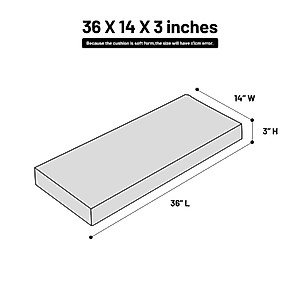 Lokex Bench Cushion,36x14 Inch Non-Slip Durable Bench Cushions for Indoor Furniture,Window Seat Cushions Indoor with Ties,Dark Gray