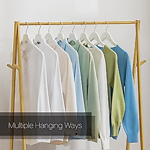 MoNiBloom Bamboo Garment Rack with Wheels Coat Rack Stand Clothes Rack with 2-Tier Storage Rack for Bedroom Living Room Entryway Home Office (Length 37.4", Natural)