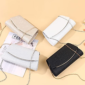 NC ZHANNI Silver Evening Bag Clutch Purses for Women Ladies Sparkling Party Handbag Wedding Bag Prom Clutch With Detachable Chain (Silver)