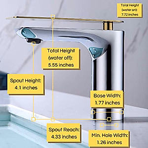 Bathroom Faucet Gold & Chrome | Bathroom Sink, 1 Hole, Single Handle, Noble Faucet La Vie Luxury