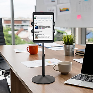 iPad Tripod Stand, Mount Foldable Floor Tripod for iPad, Height Adjustable 360 Degrees Rotating 7 to 12 Inch Tablets Perfect for Facetime, Video, Zoom, Phone Holder, Bluetooth Remote Control