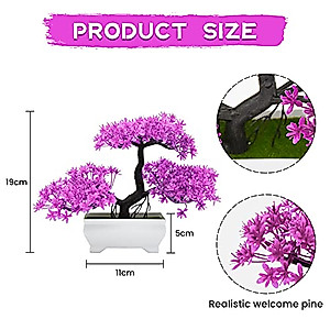 ZEEOZE Artificial Bonsai Tree Cloud Pine Bionic Plant Indoor Small Fake Plants Decor Zen Garden Desk Home Desktop Office Bathroom Shelf Bedroom Living Room Decorations (Rose Red)