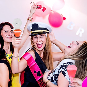 Tessco 8 Pcs Wedding Ring Shot Glass LED Light up Plastic Flash Ring Shot Glasses for Wedding Party Supplies and 8 Pcs Vinyl Gold Bride Bridesmaid Stickers