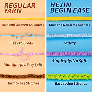 3x60g Yellow+Pink+Blue Yarn for Crocheting and Knitting;3x66m (72yds) Cotton Yarn for Beginners with Easy-to-See Stitches;Worsted-Weight Medium #4;Cotton-Nylon Blend Yarn for Beginners Crochet Kit