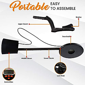 Pyle Pinpointer Metal Detector | Handheld Metal Detector W/High Sensitivity | Built-in Speaker | Comfortable Arm Support | 5 Detection Modes | Find Gold, Silver, Iron, Coins & Jewelry (PHMD74), Black