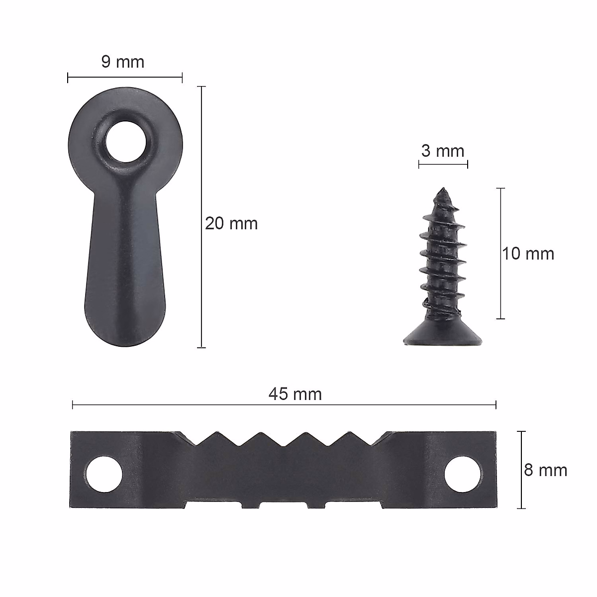 Powlankou 200 Piece Picture Hanger Kit, Including 100 Sawtooth Picture Frame Hangers and 100 Frame Turn Buttons with Screws