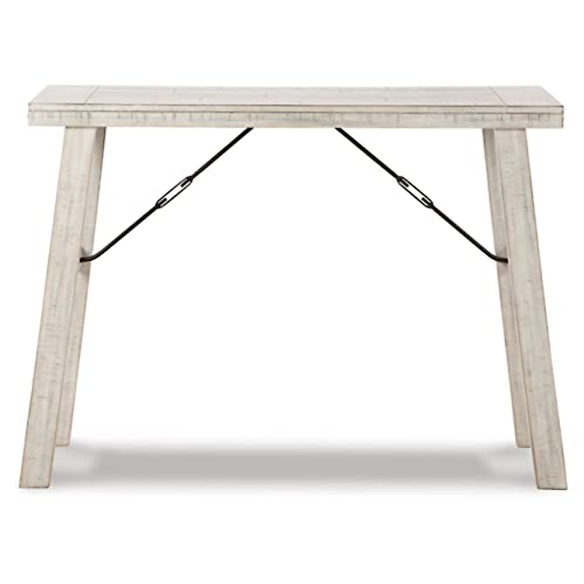 Signature Design by Ashley Carynhurst Coastal Counter Height Dining Table Set with Upholstered Bar Stools, Set of 3, White & Beige